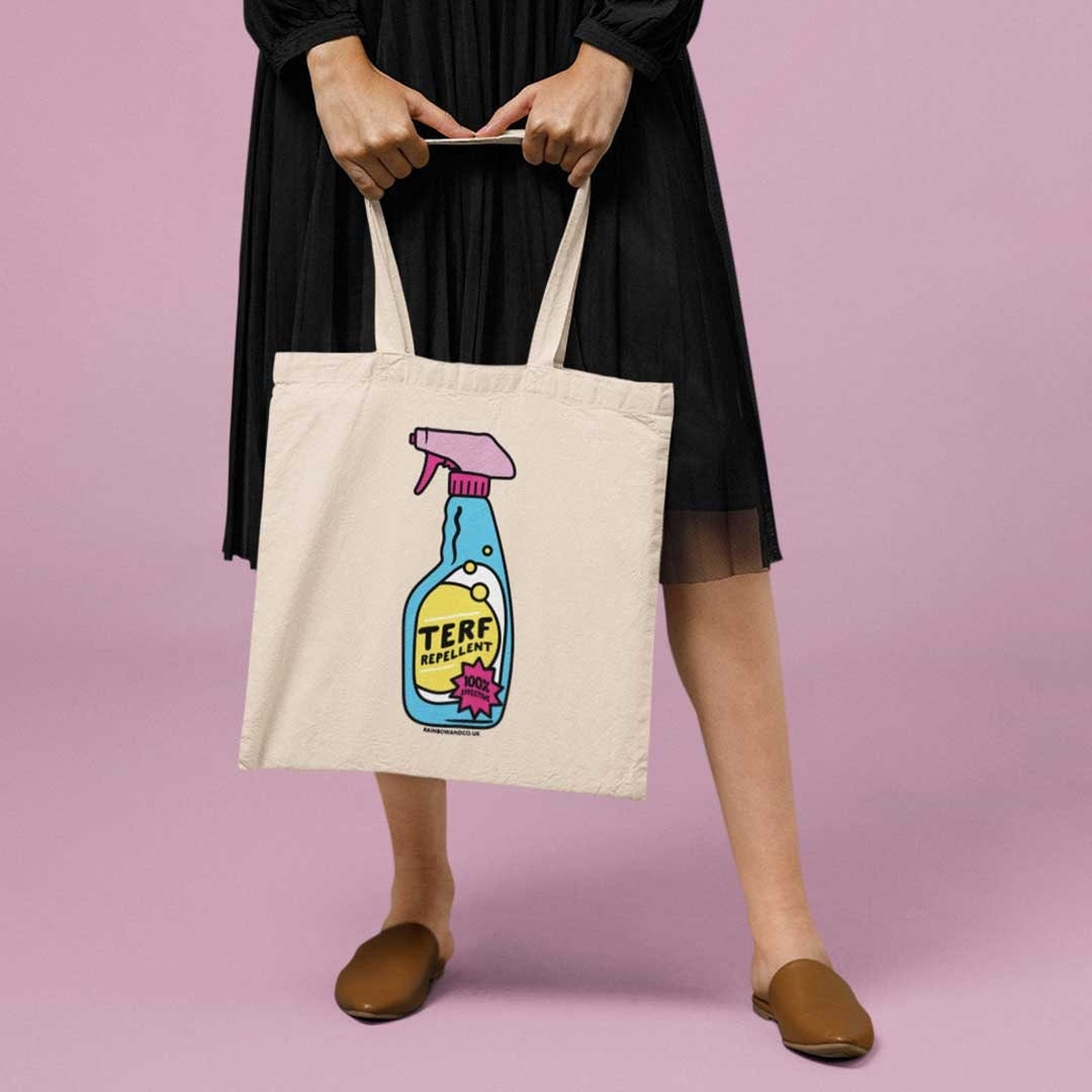TERF Repellent Cotton Tote Bag | Trans Pride Bag - Etsy