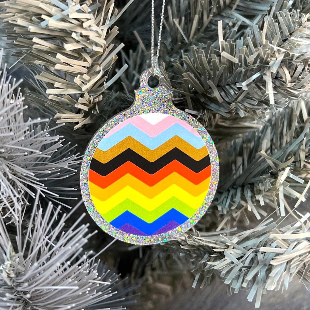 Progress Pride Flag Christmas Bauble: Glitter Acrylic LGBTQ Ornament - Etsy