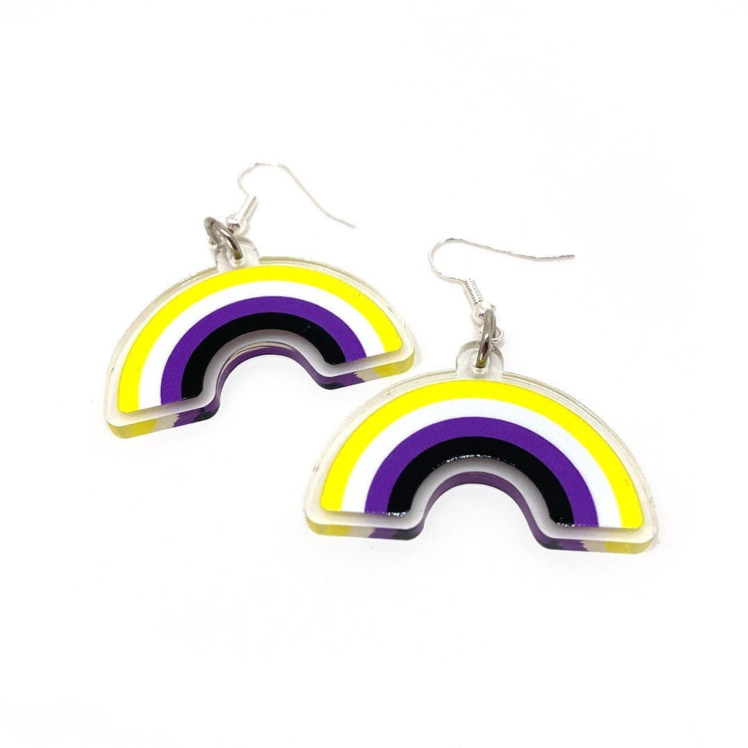 Non Binary Flag Earrings | Cute Nonbinary Pride Jewelry | Enby Accessories - Etsy