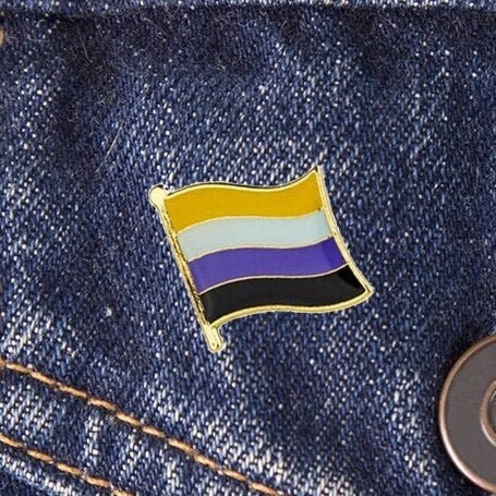 Non Binary Flag Pin Subtle Non Binary Pride Badge Enby - Etsy UK