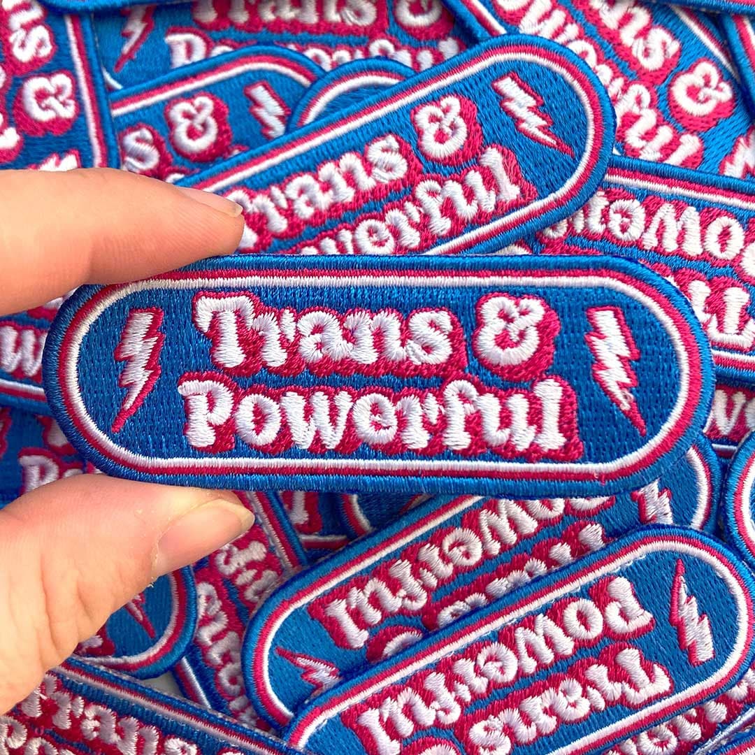 Trans Patch | Trans and Powerful Iron on Patch | Trans Pride ...
