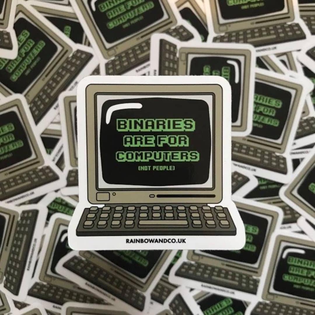 Non Binary Pride Vinyl Laptop Sticker | Binaries Are for Computers ...