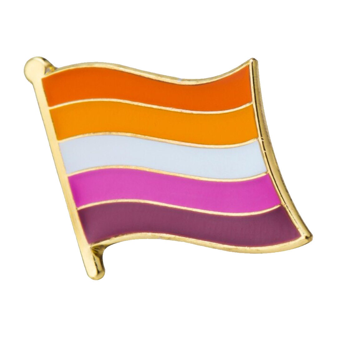 Lesbian Pride Flag Pin Subtle Lesbian Pin Sunset Lesbian Etsy Uk
