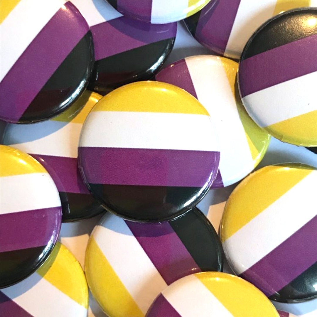 Non Binary Pride Flag Badge | Subtle Enby Pride Button | Pride Accessories - Etsy