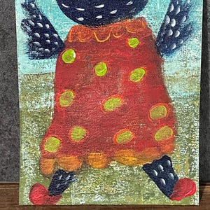Crow Dress Folk Art 4 X 6 Original Painting Ready to Frame OOAK Artist ...