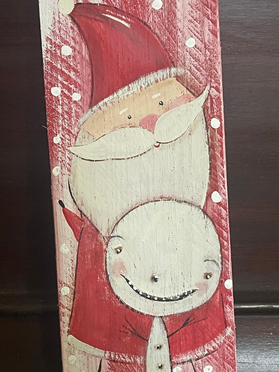 Santa Snowman Whimsical Folk Art Original Painting Reclaimed Wood OOAK ...