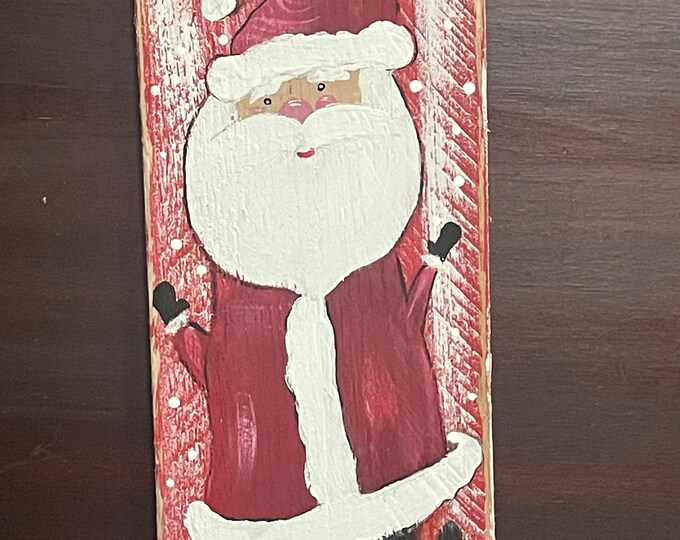 Santa Lil Crow Whimsical Folk Art Original Painting Reclaimed Wood OOAK ...