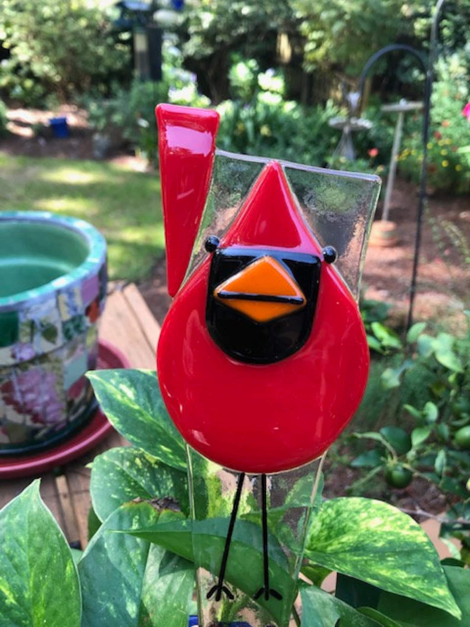 Whimsical Cardinal Plant Stake - Etsy