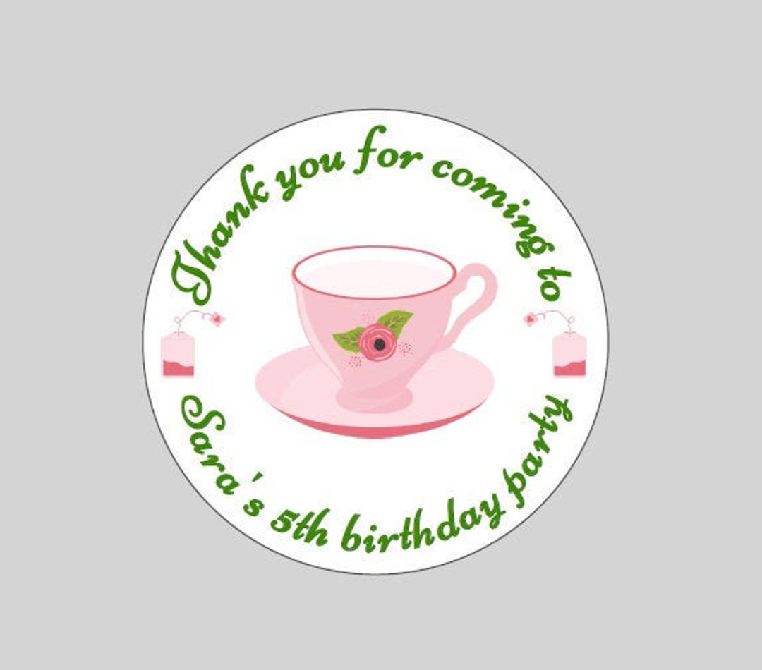 Tea Party Favor Stickers Personalized Custom Party Favor Stickers Tea ...
