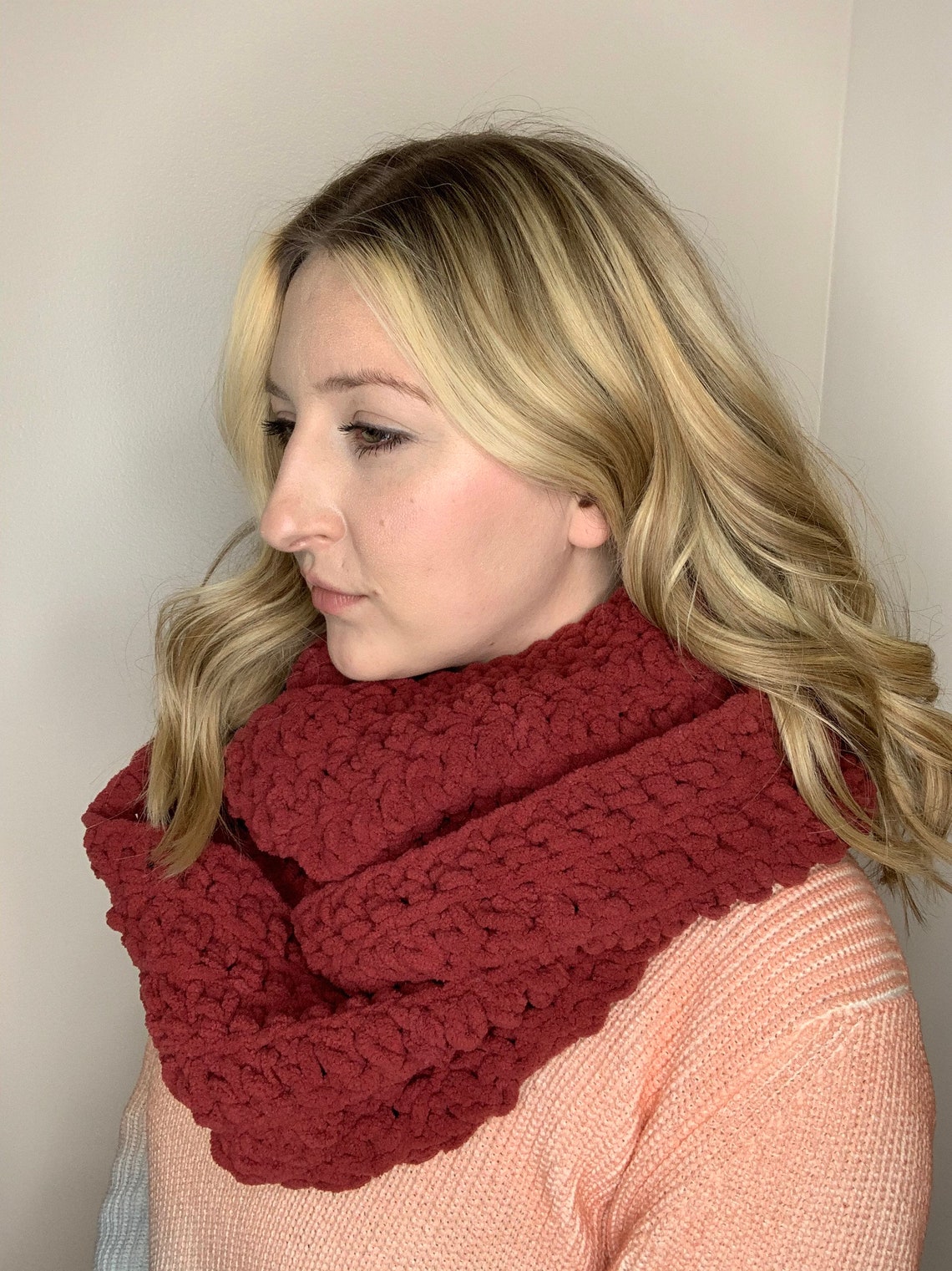 Red Infinity Scarf Infinity Scarf Winter Scarf Chunky Scarf - Etsy