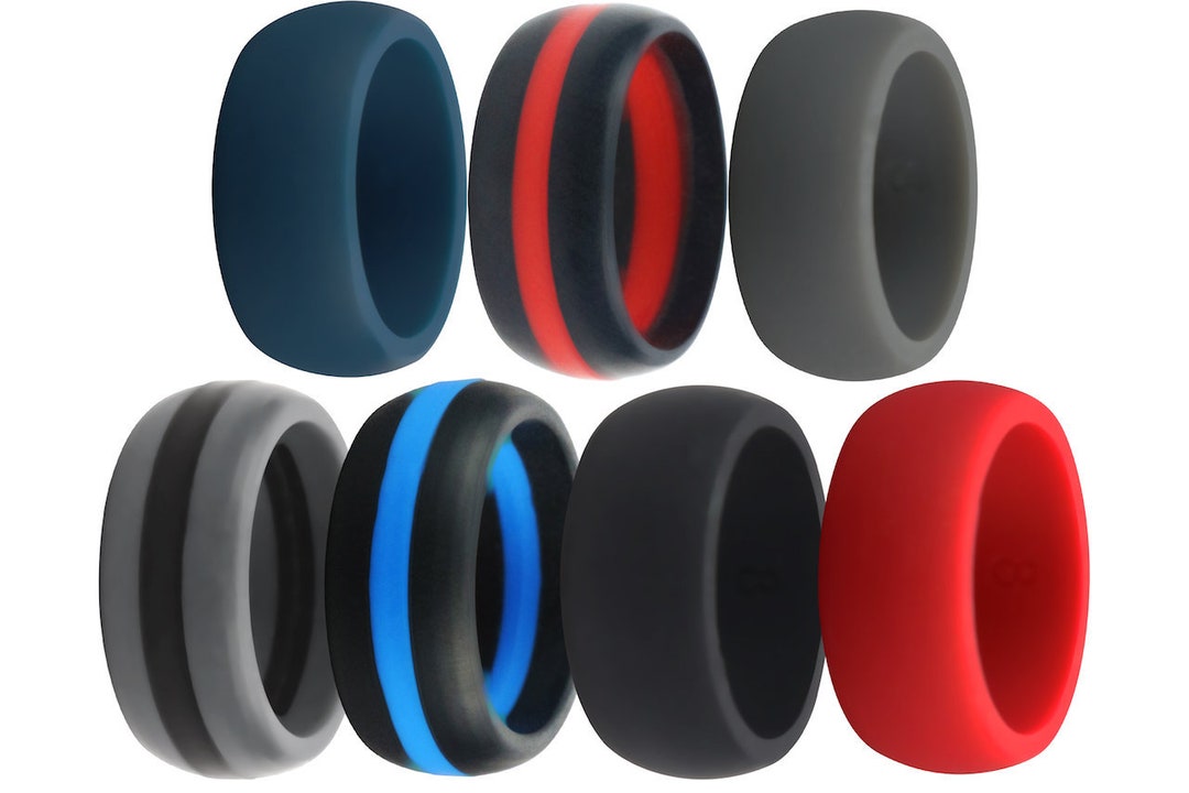 7 Pcs Men Silicone Rings Best Quality Rubber Band Athletic Yoga Gift I ...