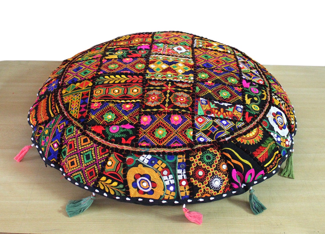 32 Vintage Black Round Cushion Cover Floor Decorative | Etsy