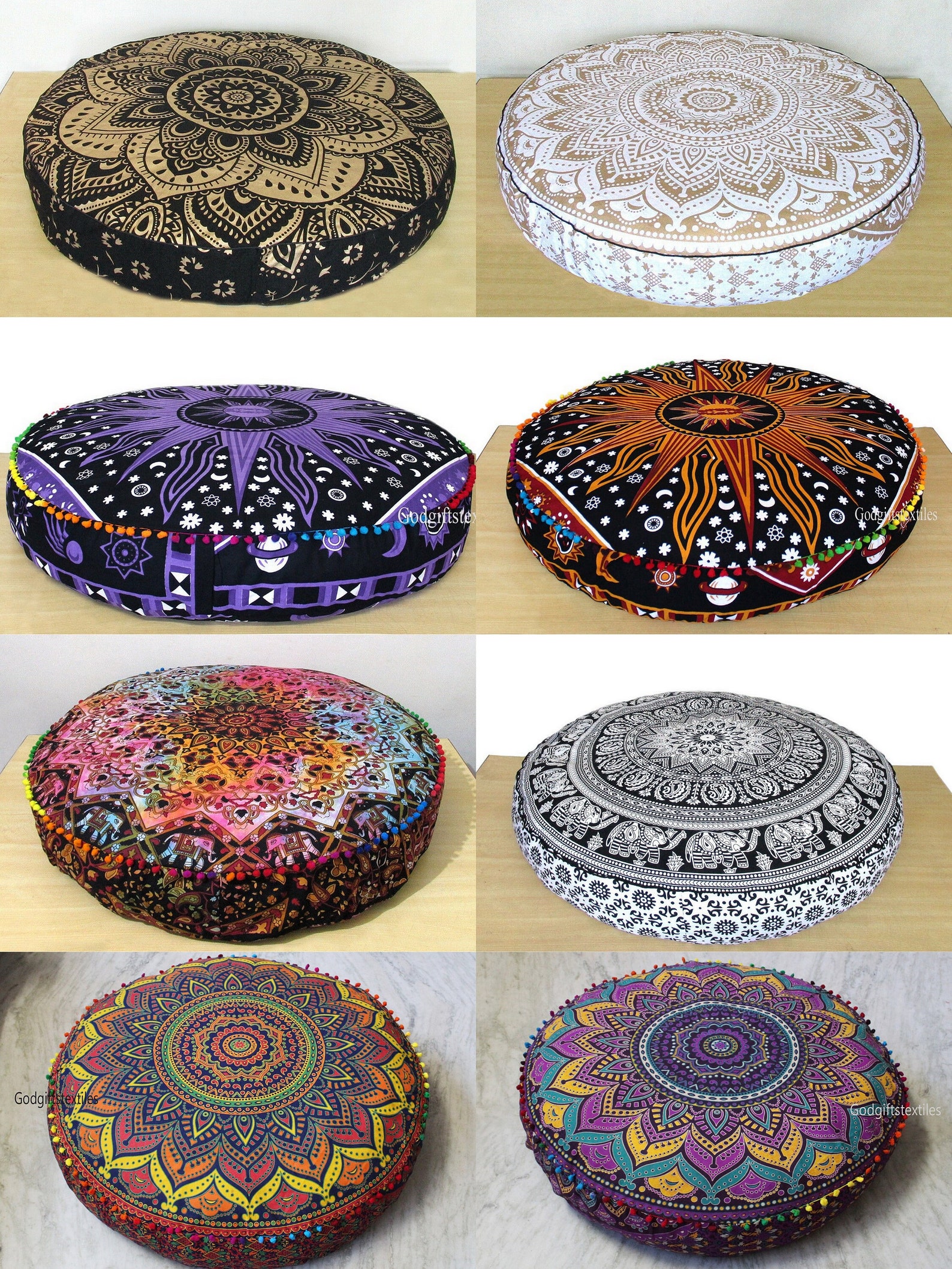 New 35 Large Round Cushion Cover Decorative Pillows Covers Multi Color ...