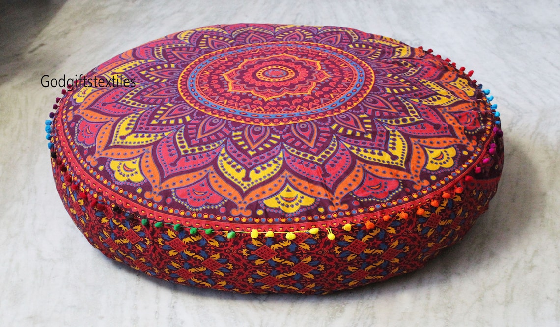 35 Round Mandala Large Cushion Cover Floor Decorative Covers | Etsy