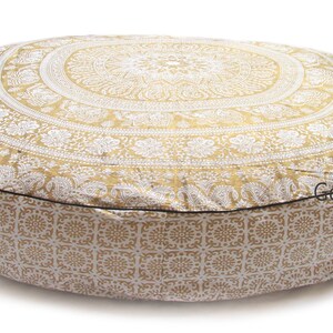 35 Large Round Cushion Cover Decorative White Gold - Etsy