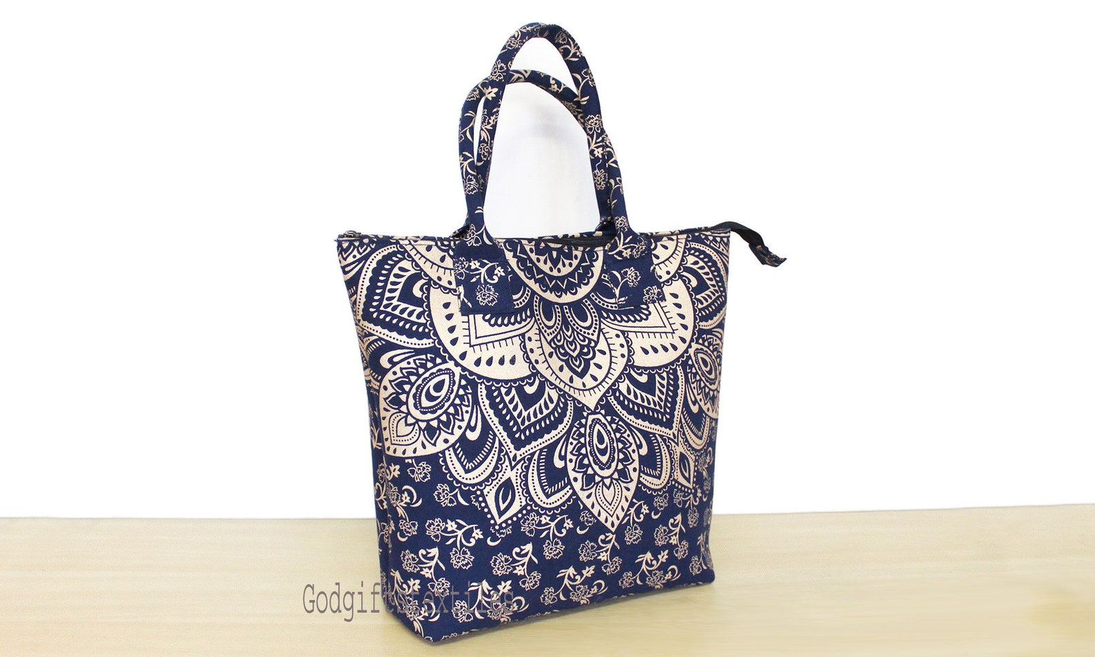 Indian Blue Gold Handmade Handbag Women Shoulder Shopping Bag - Etsy