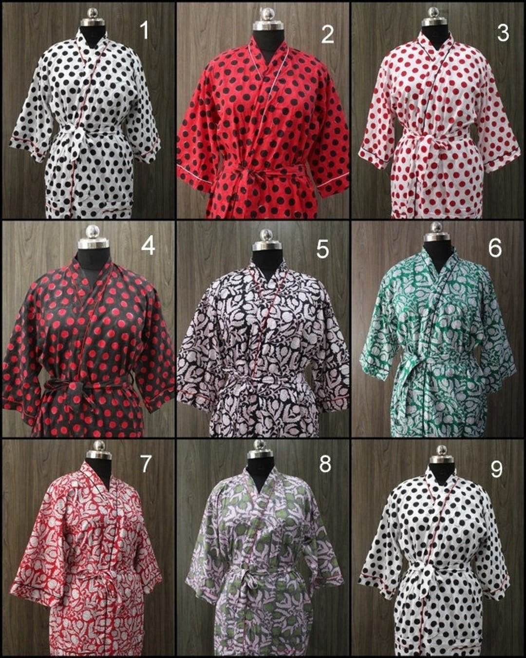 ALL Colors ROBES Indian Handmade Long Wear Women's Robes for Cotton ...