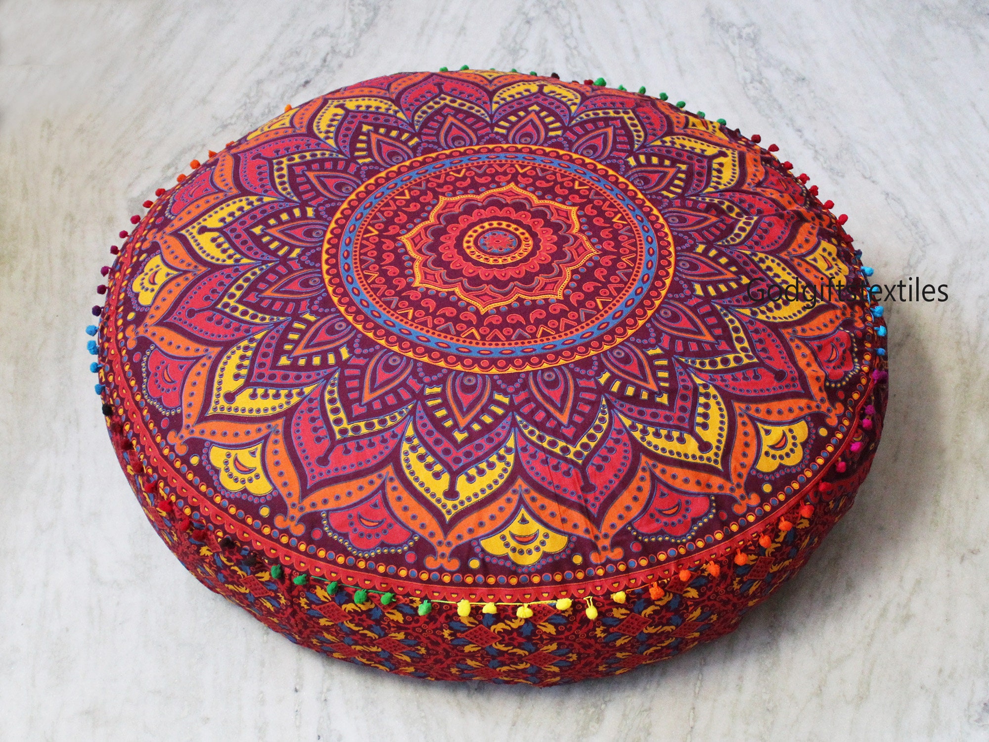 35 Round Mandala Large Cushion Cover Floor Decorative Covers - Etsy