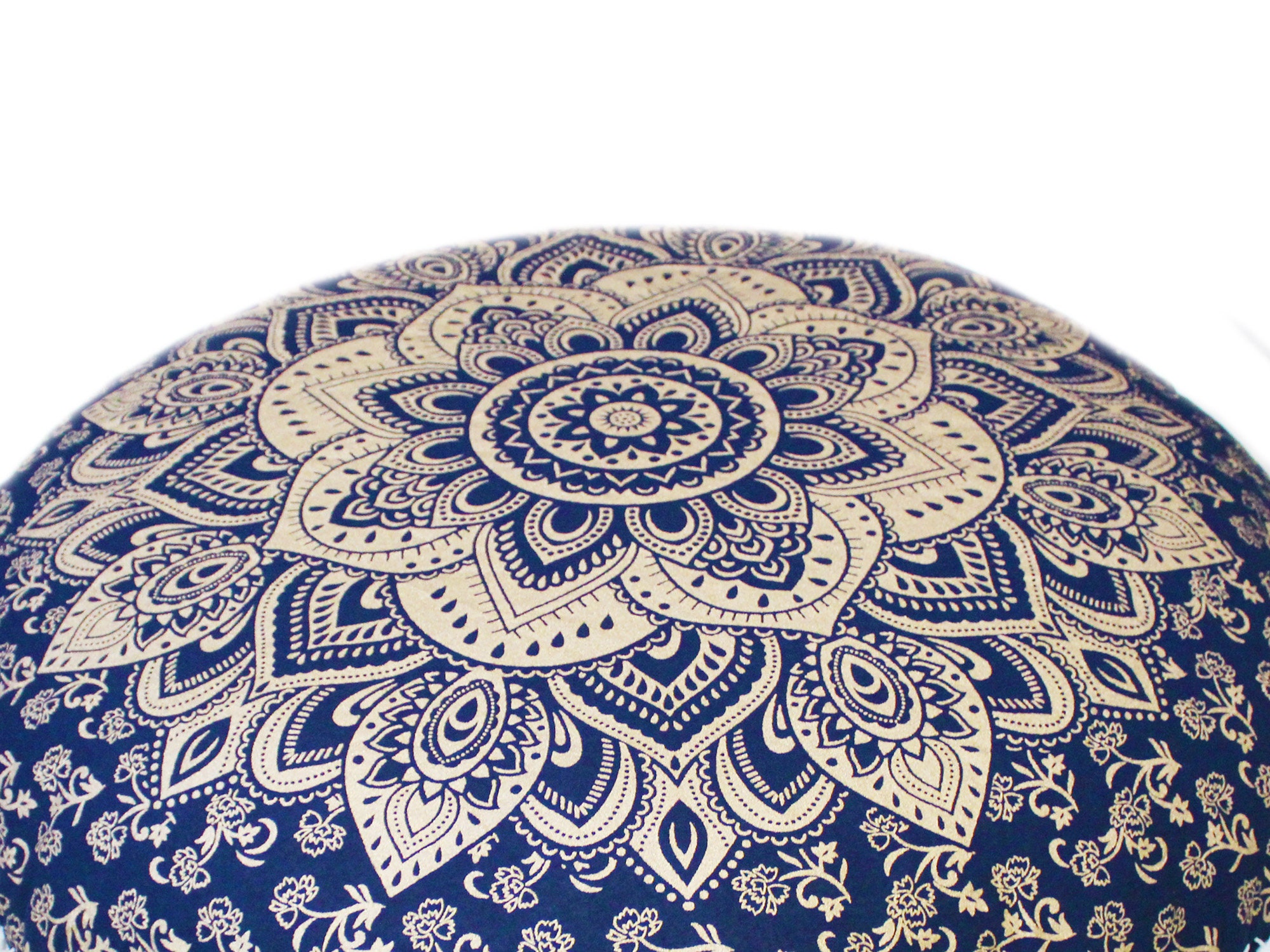 New Indian Mandala 32 Blue Gold Round Cushion Cover - Etsy