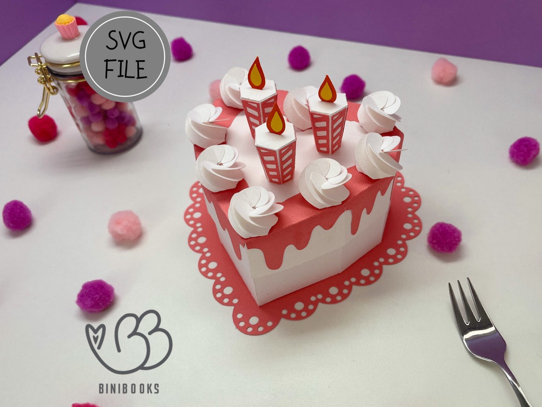 3D Birthday Cake Gift Box SVG / PDF Cutting File for Cutting Machines ...