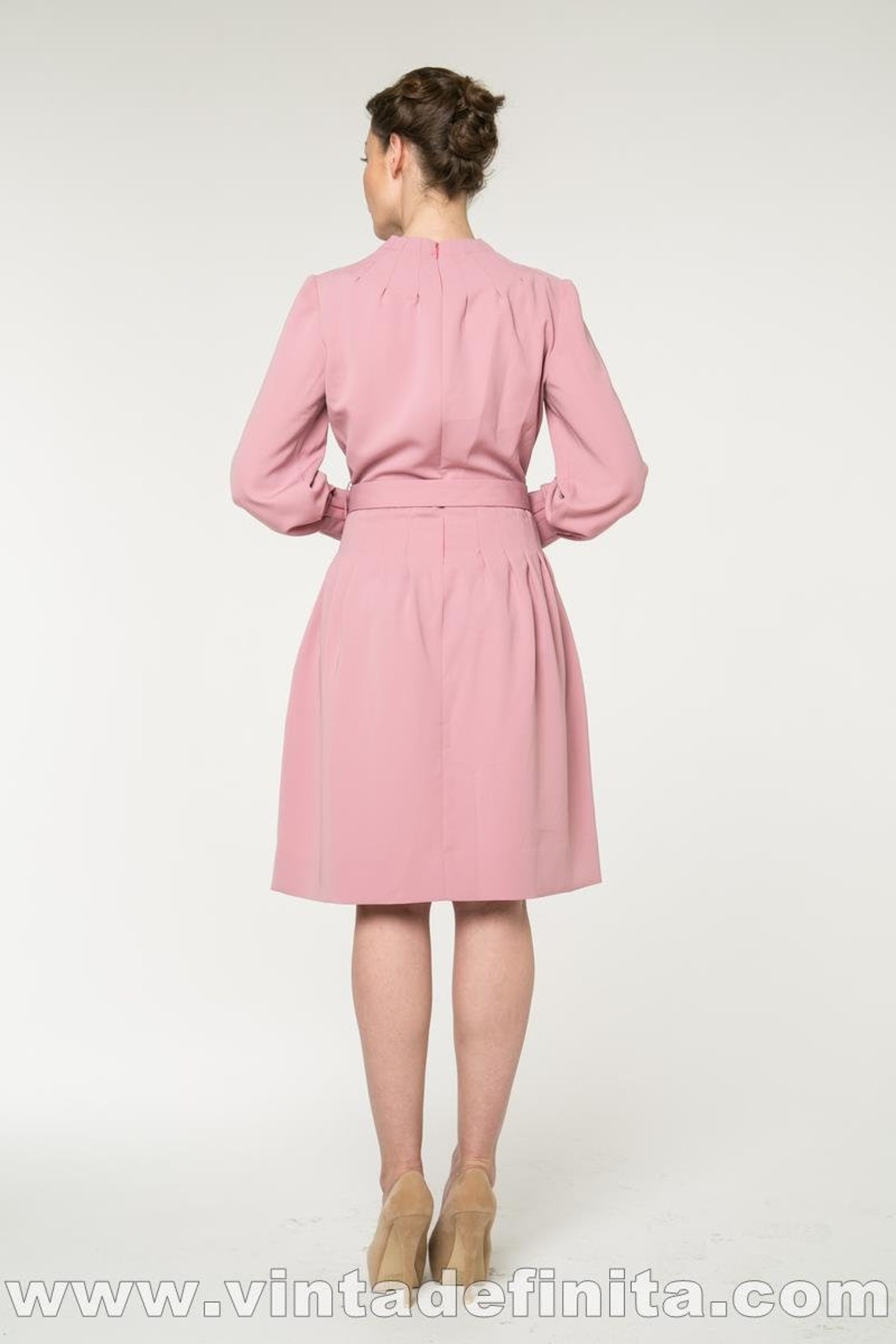 Dress CHERRIE in Delicate Ash Rose Colour - Inspired by 1970s Fashion ...