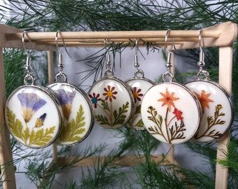 Pressed Flower Earring Resin Jewellery Real Flower Jewelry | Etsy