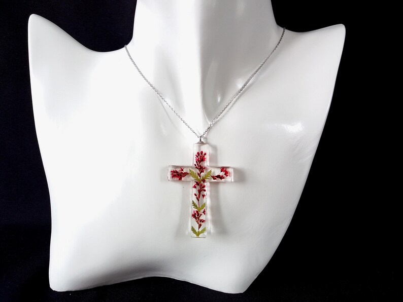 Pressed Flower Cross Real Flower Jewellery Botanical Flower | Etsy