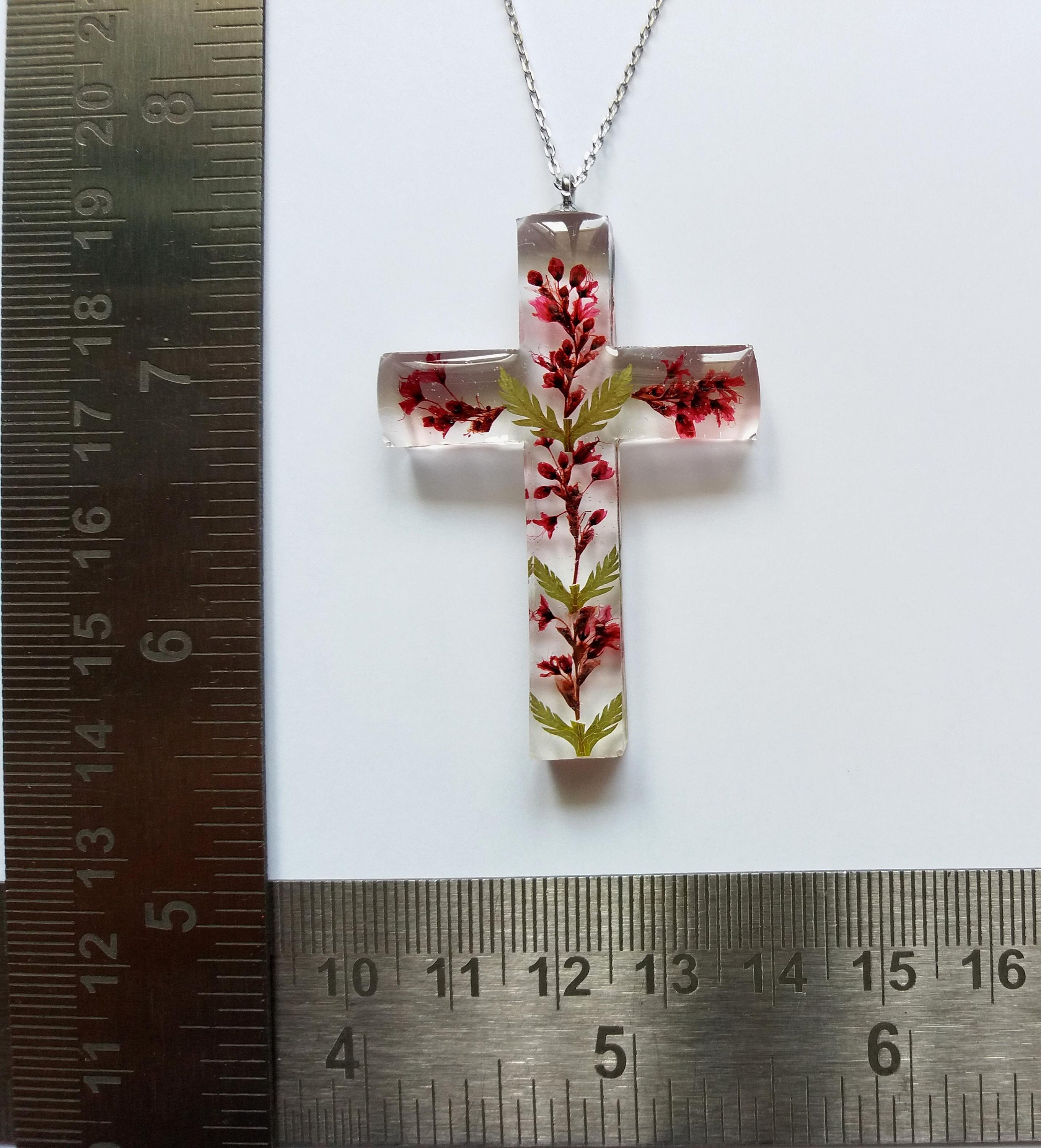 Pressed flower Cross Real Flower Jewellery Botanical flower | Etsy
