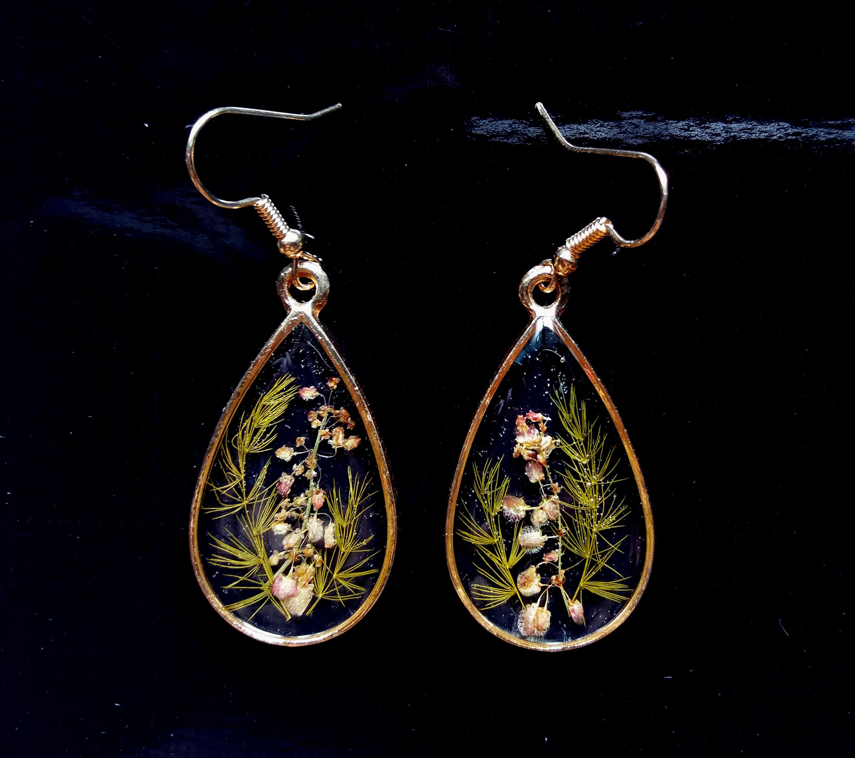 Flower Resin Earrings Resin Jewelry Pressed Flower | Etsy