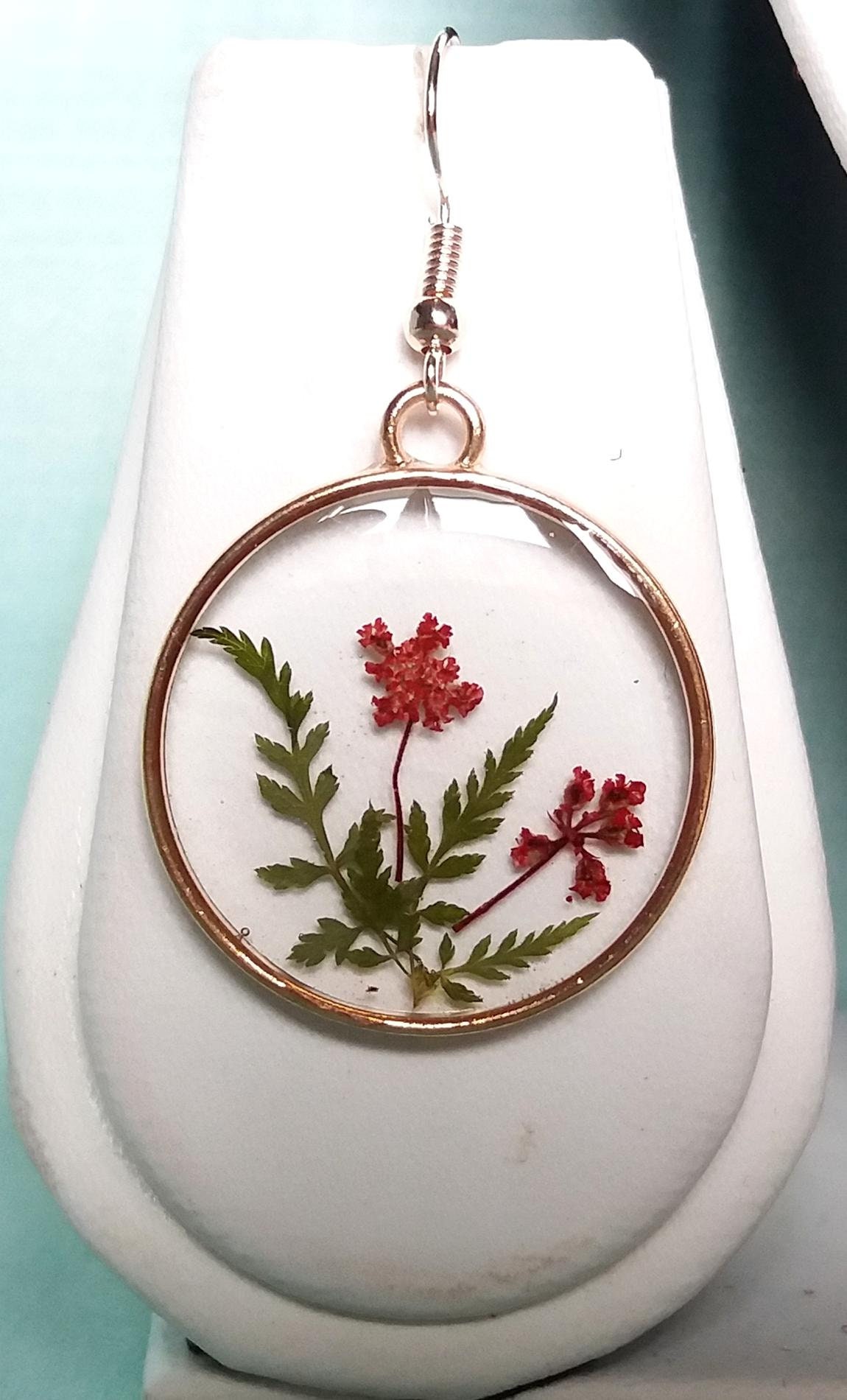 Pressed Flower Earring Resin Jewellery Real Flower Jewelry | Etsy UK