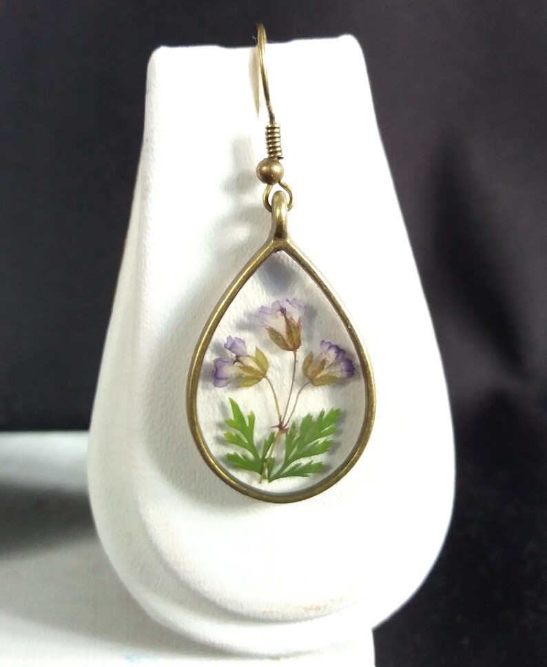 Botanical Earrings Pressed Flower Earrings Flower Resin | Etsy