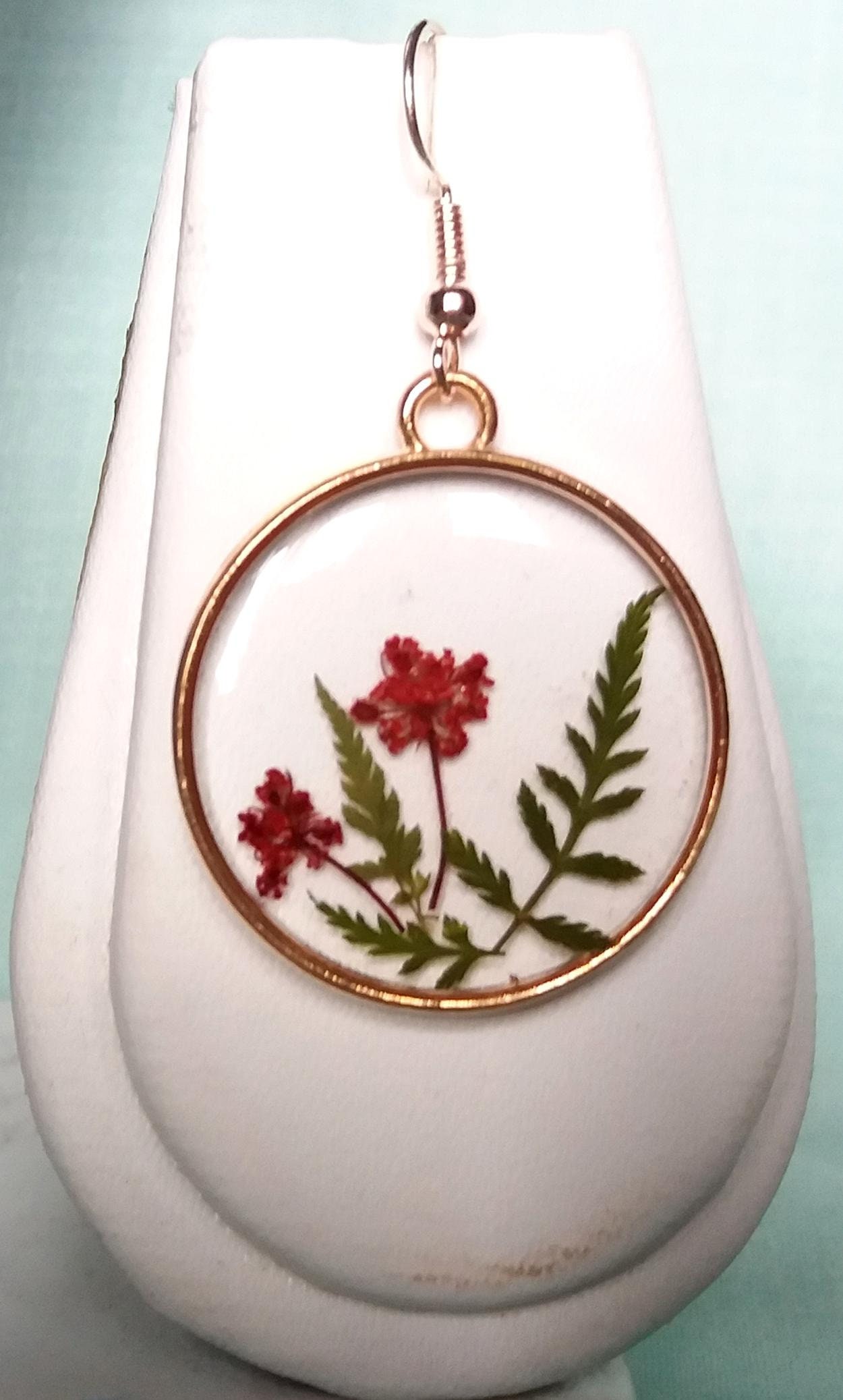 Pressed Flower Earring Resin Jewellery Real Flower Jewelry | Etsy UK