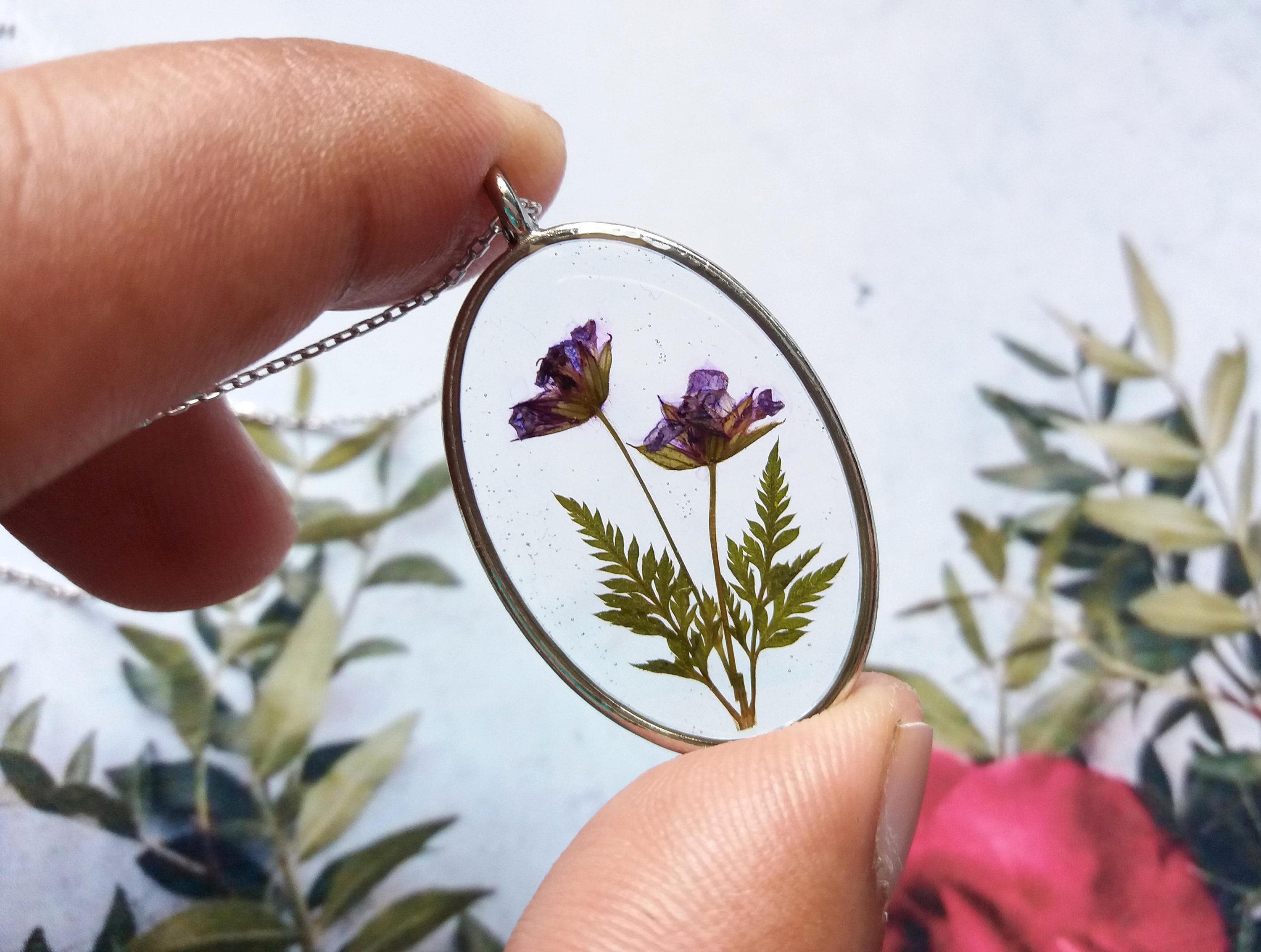 Pressed Flower Necklace Real Flower Jewellery Botanical | Etsy