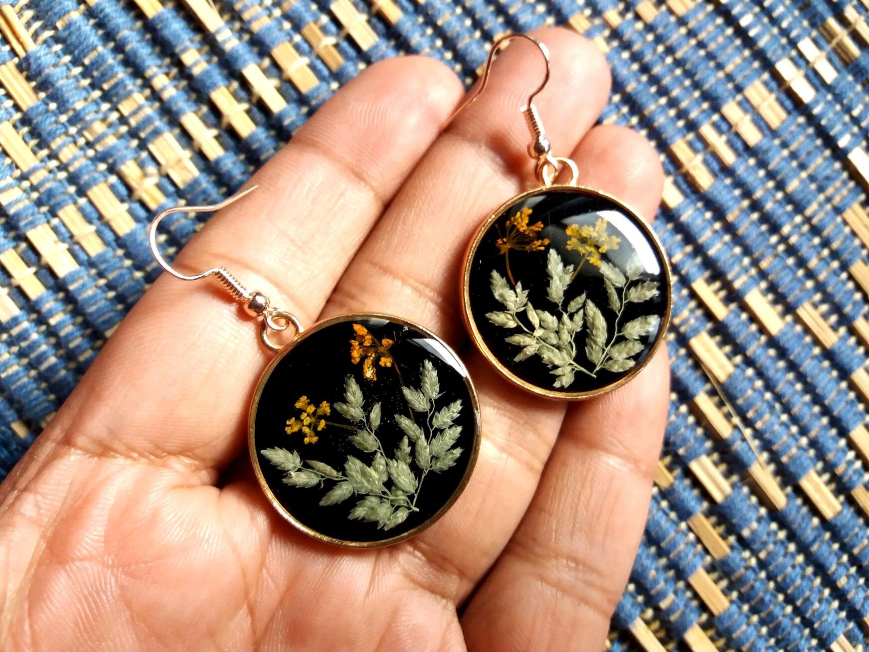 Flower resin earrings Valentine gift Pressed flower Jewelry | Etsy