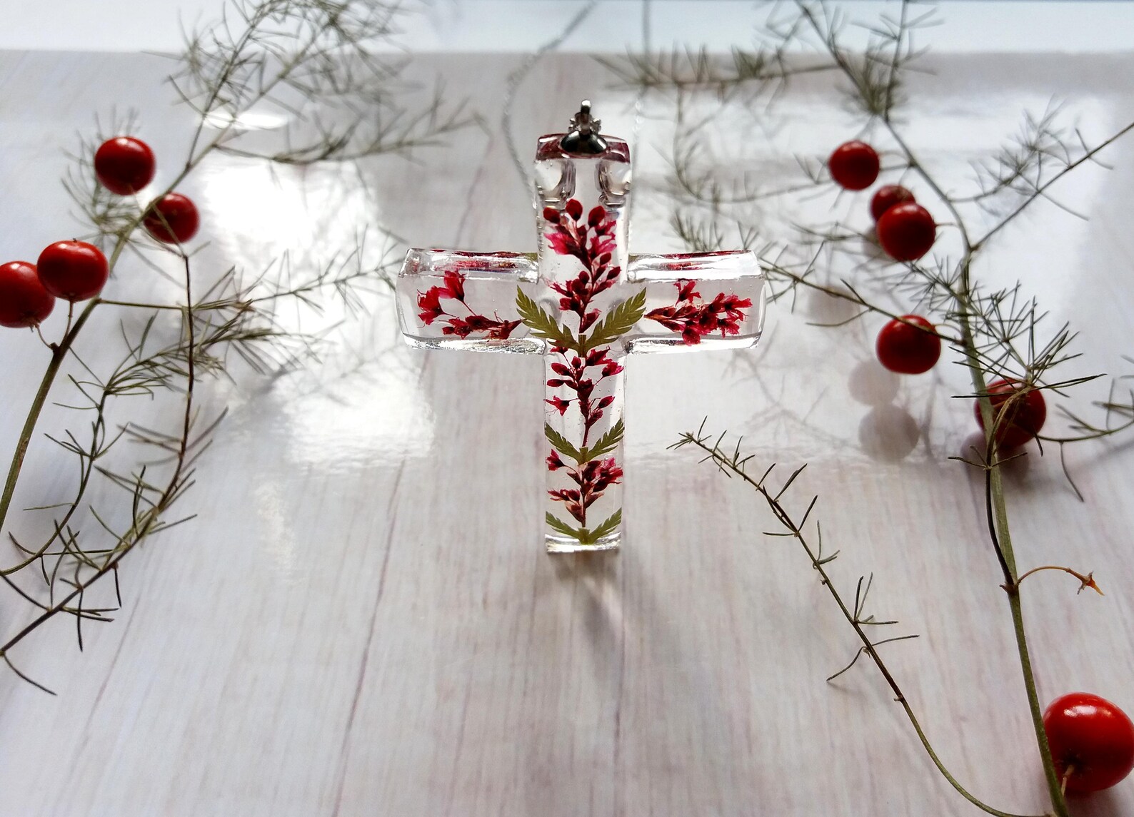 Pressed Flower Cross Real Flower Jewellery Botanical Flower | Etsy