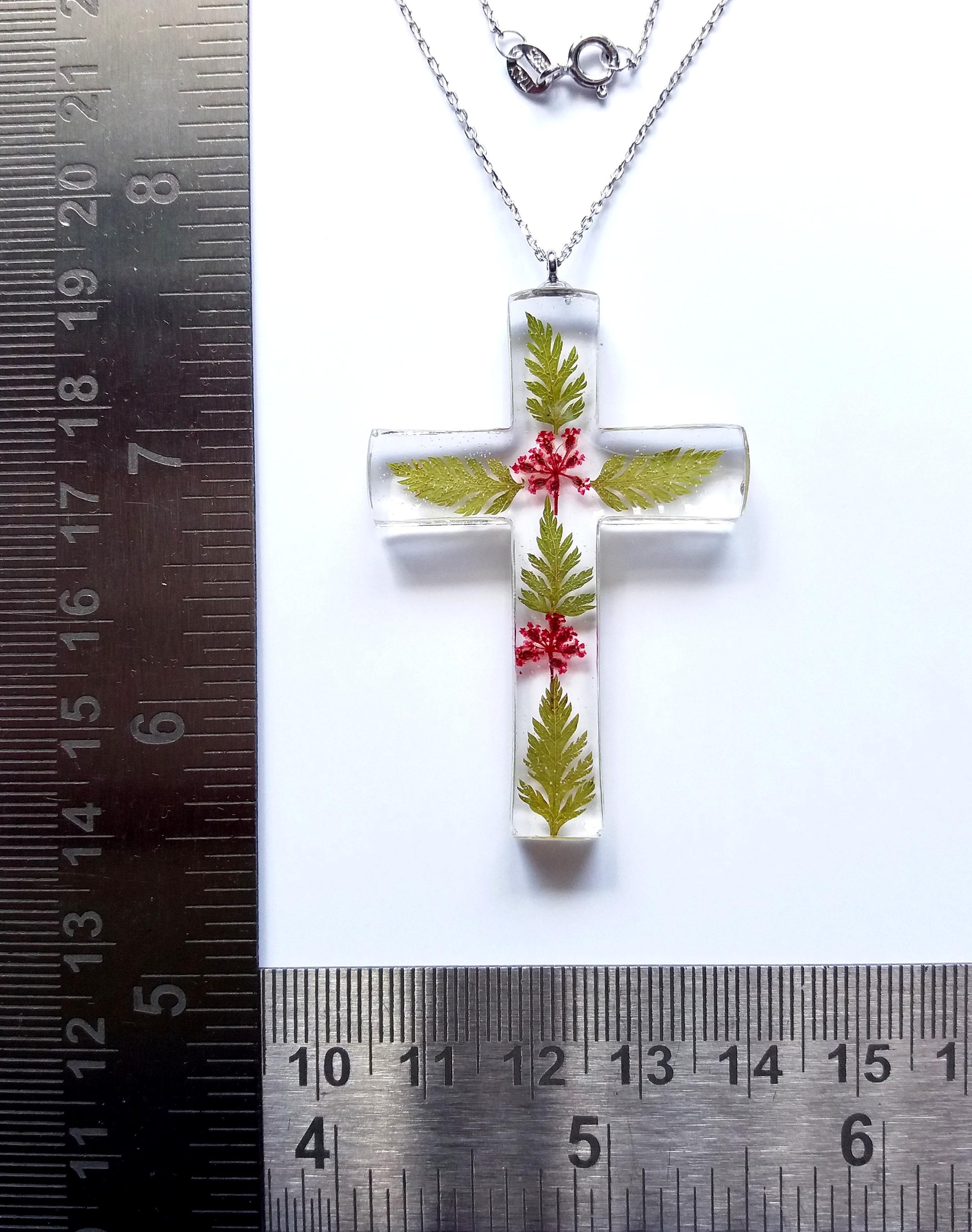 Pressed flower Cross Real Flower Jewellery Botanical flower | Etsy