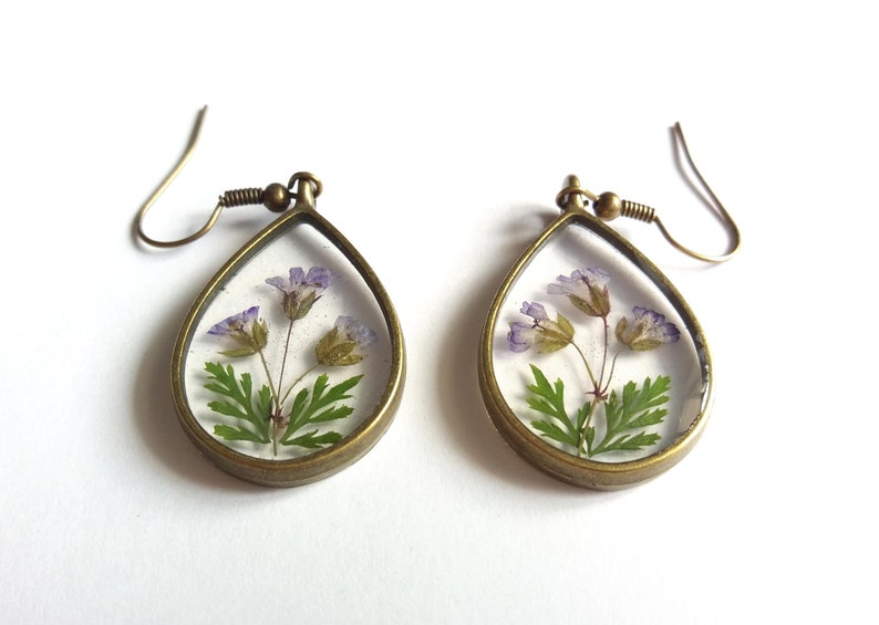 Botanical Earrings Pressed Flower Earrings Flower Resin | Etsy