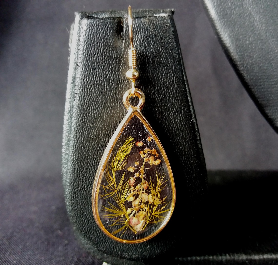 Flower Resin Earrings Resin Jewelry Pressed Flower | Etsy