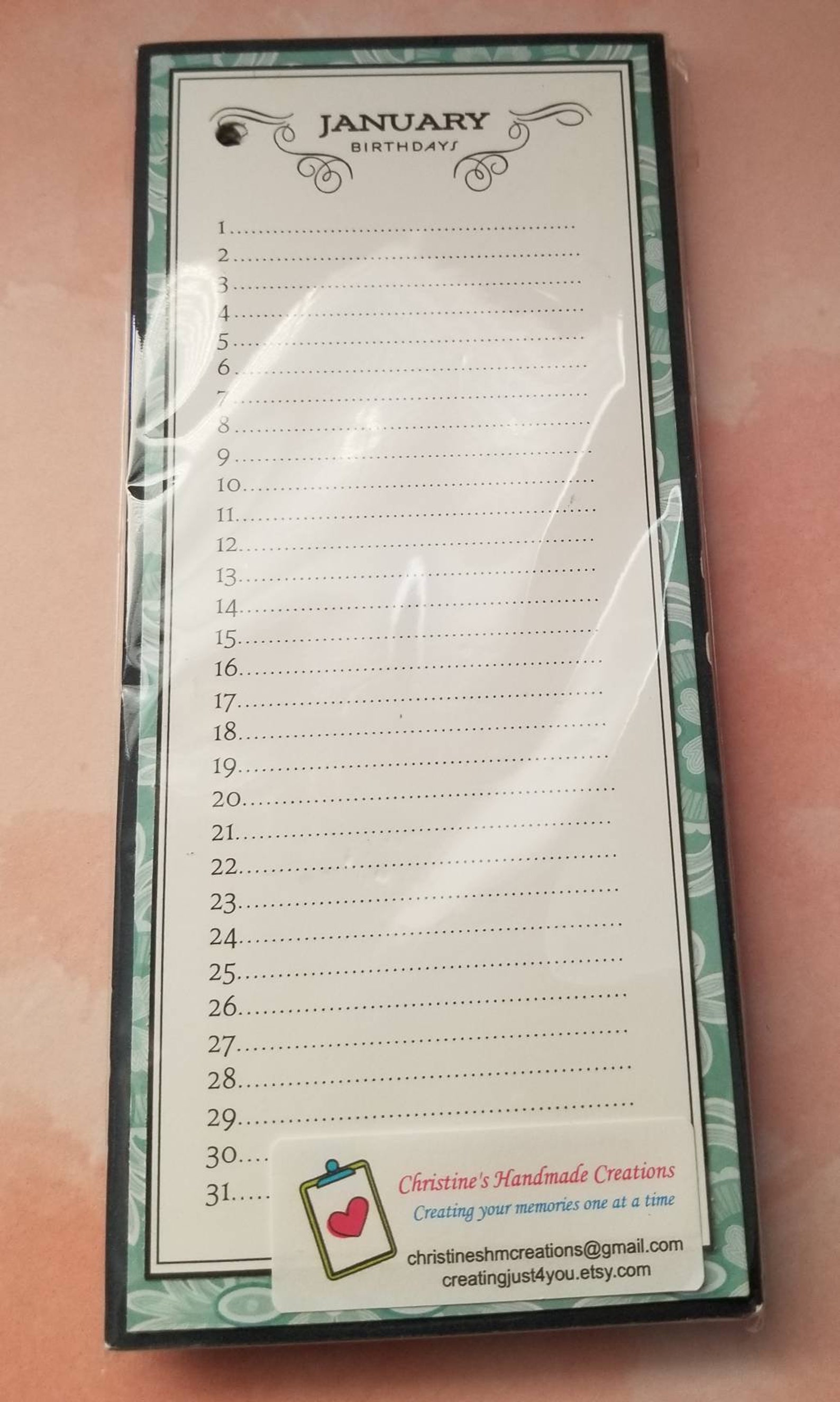 Monthly Birthday Reminder Calendar - Etsy