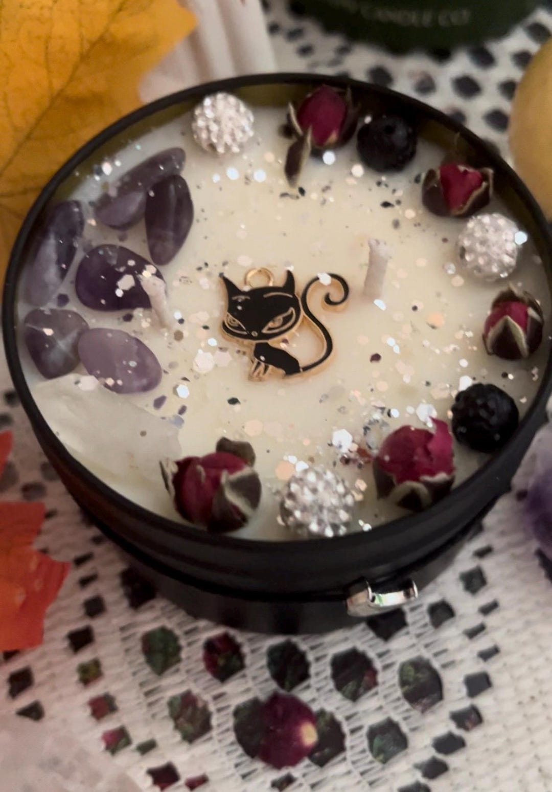 The Black Feline/black Cat/witchy Candles/autumn Scented/decorative ...