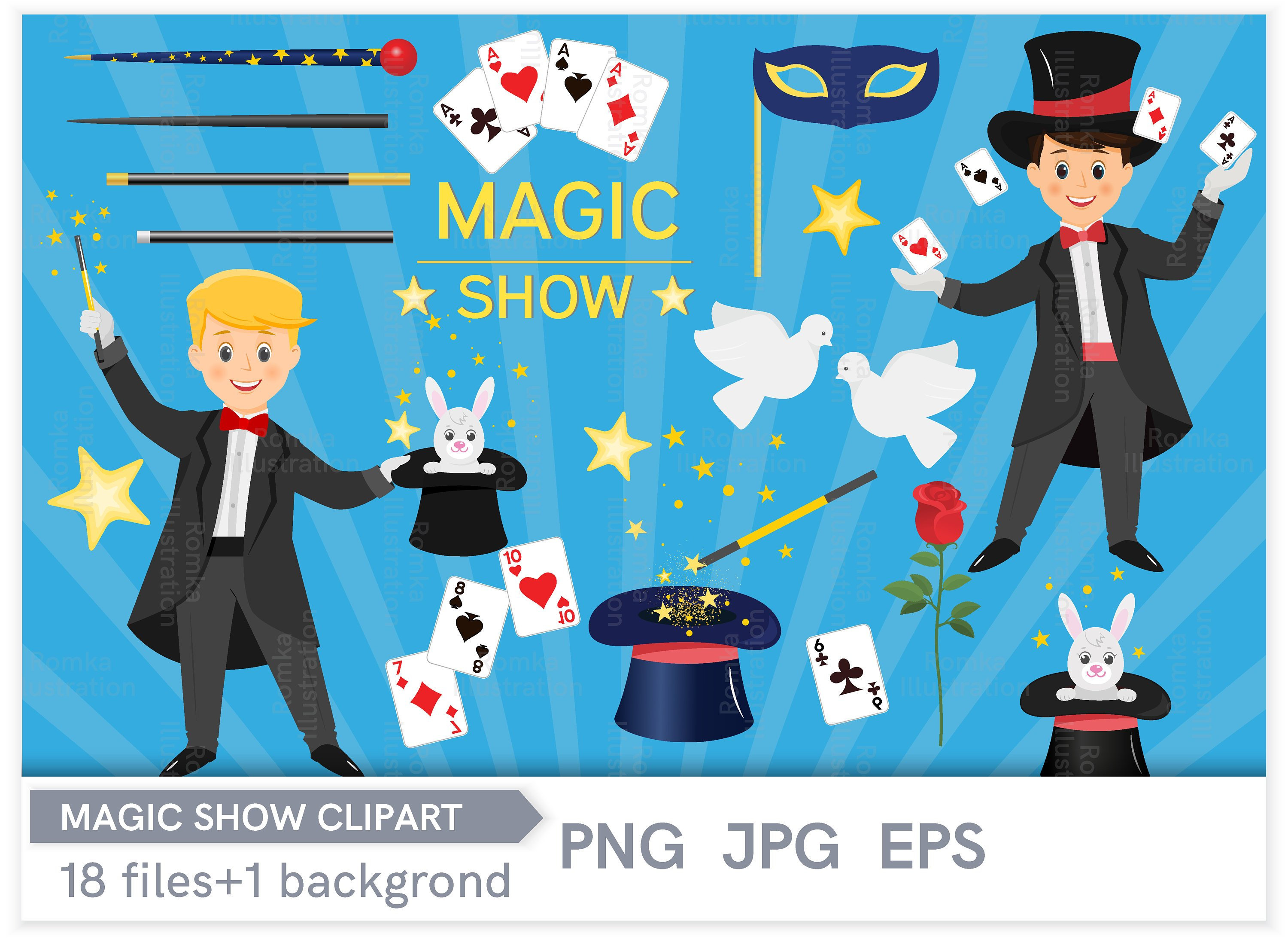 Digital Clipart Magic show Digital backgroundPersonal & | Etsy