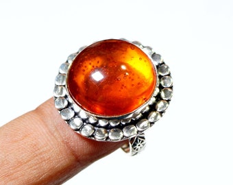 Orange gemstone ring | Etsy