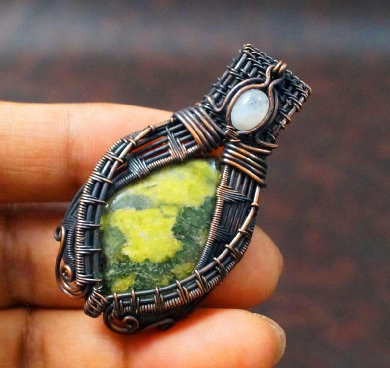 Canadian Jade Copper Pendant Wire Wrapped Handmade Copper Pendant ...