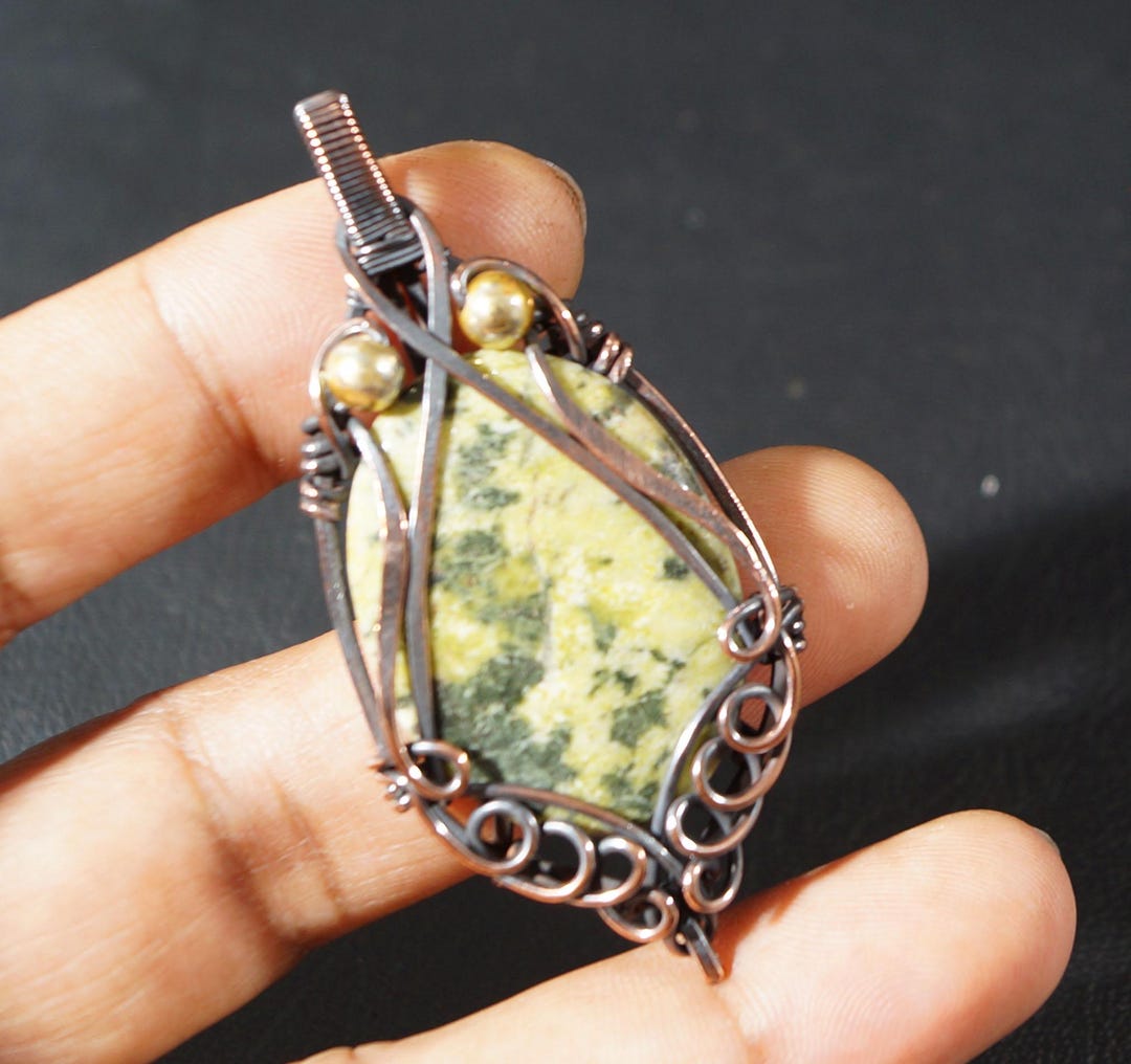 Canadian Jade Copper Pendant Copper Wire Wrapped Pendant Wire Wrap ...