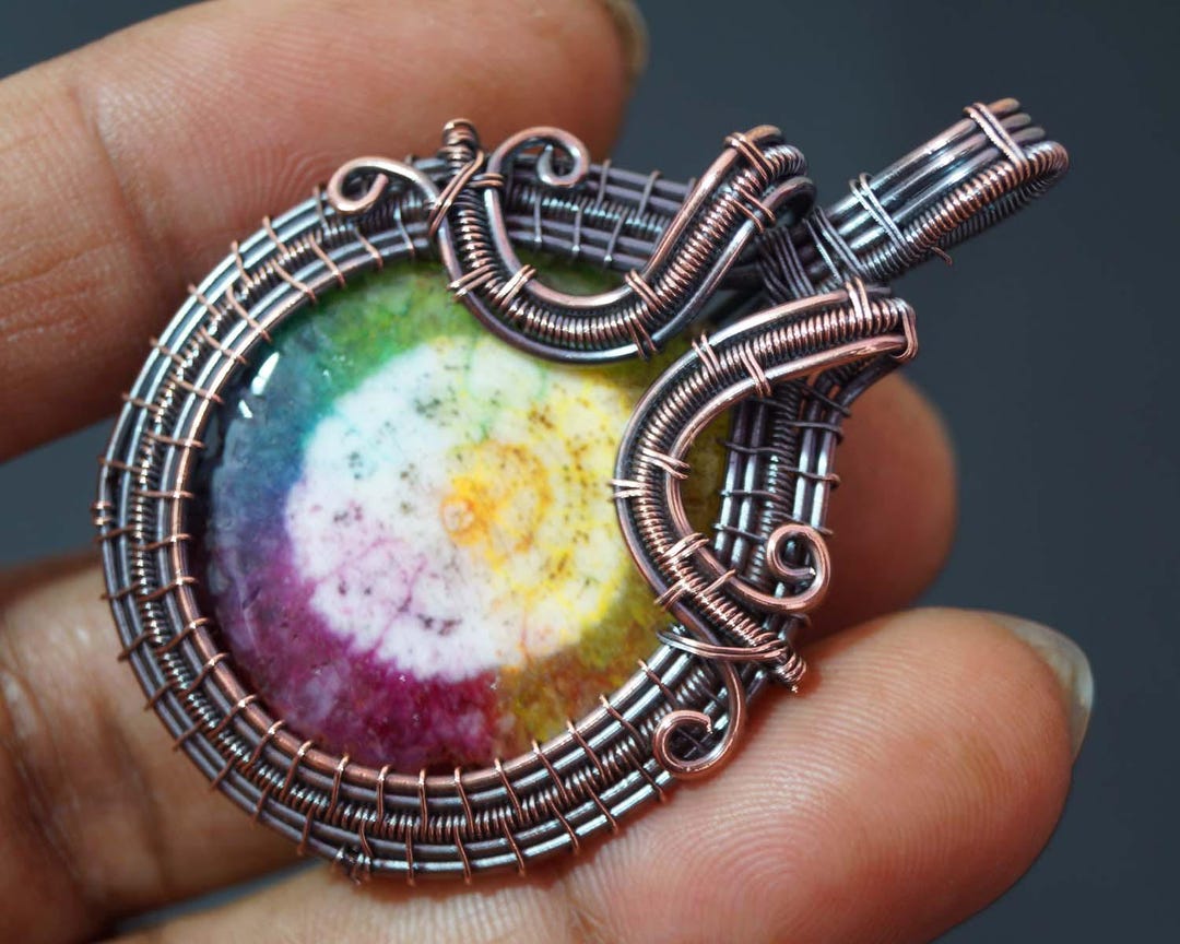 Solar Quartz Wire Wrapped Pendant Copper Wire Stone Pendant Wire ...