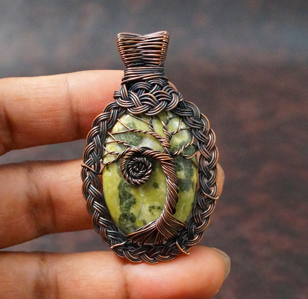 Canadian Jade Copper Pendant Tree of Life Solid Copper Pendant Wire ...