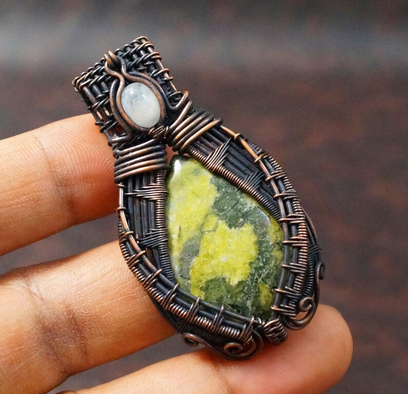 Canadian Jade Copper Pendant Wire Wrapped Handmade Copper Pendant ...