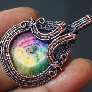 Rainbow Stone Copper Pendant Jewelry Rainbow Solar Quartz Mens Copper ...