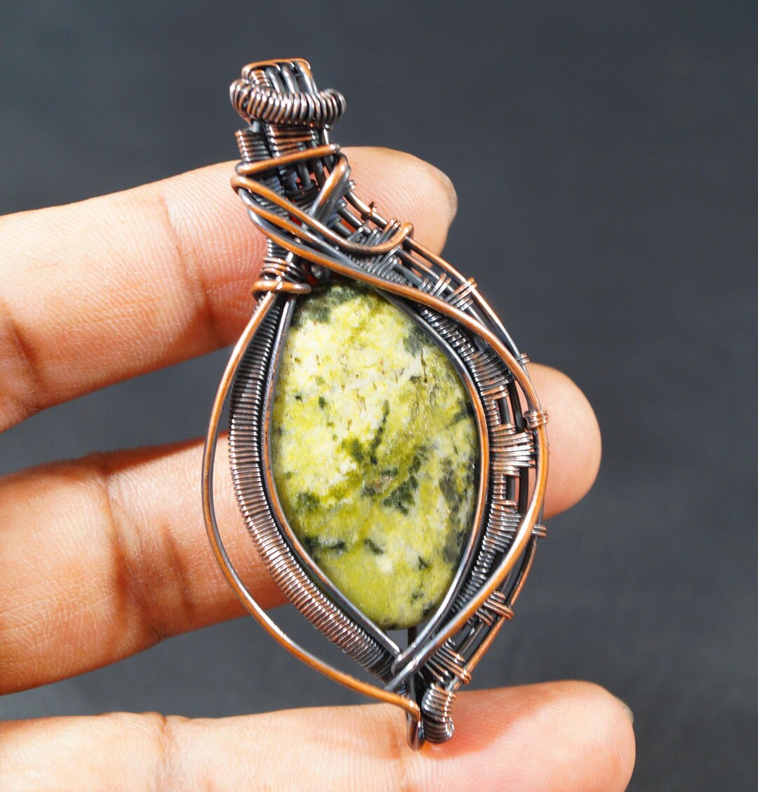 Gemstone Canadian Jade Copper Pendant: Copper Wire Wrapped Jewelry ...