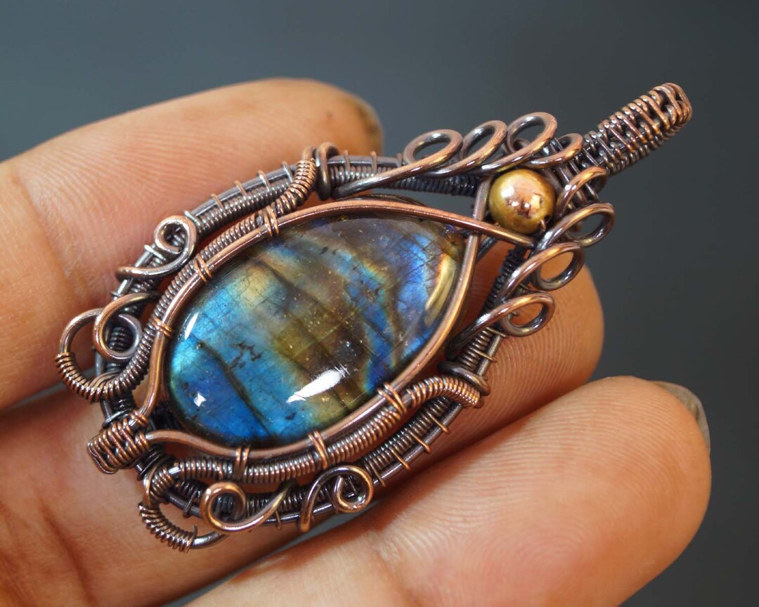 Handmade Copper Pendant Labradorite Pendant Copper Wire Wrapped ...